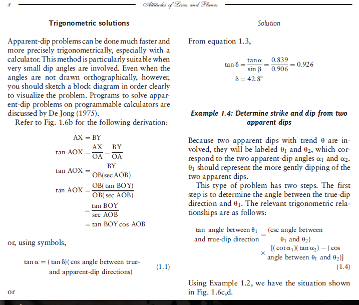 Orthographic projection Apparent-dip problems involve | Chegg.com