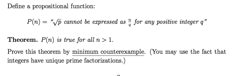 Solved Define a propositional function: P(n) = "Squareroot p | Chegg.com