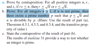 Solved a. Prove by contraposition: For all positive integers | Chegg.com