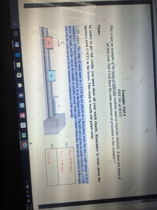 Solved Two carts of equal mass m = 0.250 kg are placed on a | Chegg.com