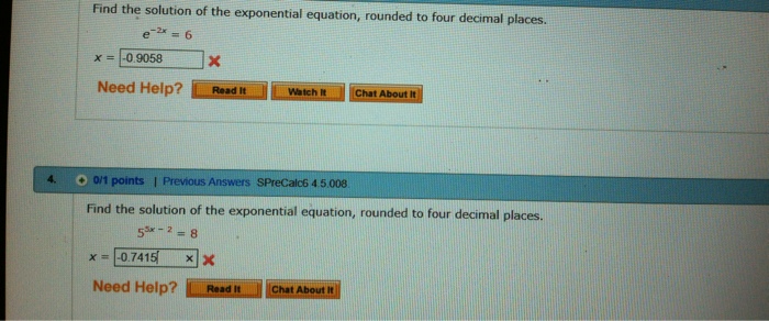 Solved Let's solve the exponential equation 2e 40. (a) | Chegg.com