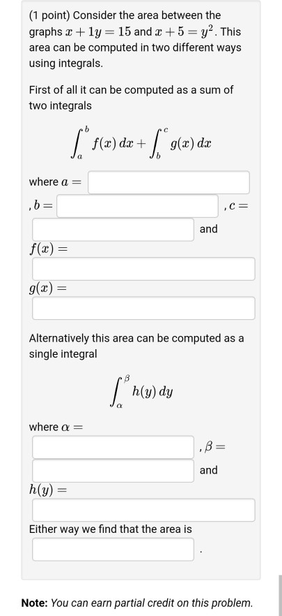 Solved (1 point) Consider the area between the graphs x + 1 | Chegg.com