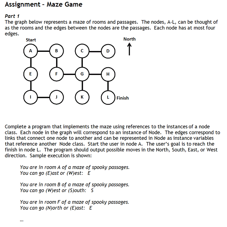 Solved Assignment Maze Game Part 1 The graph below | Chegg.com