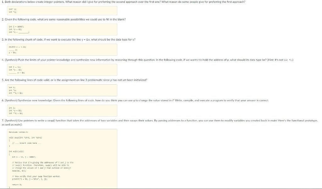 Solved 1. Both declarations below create integer pointers. | Chegg.com
