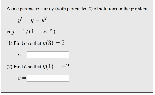 Solved A one parameter family (with parameter C) of | Chegg.com