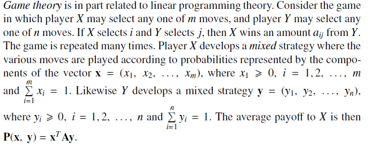 Game Theory Is In Part Related To Linear Programming