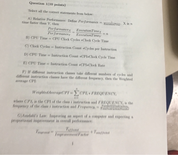 Solved Select all the correct statements from below: | Chegg.com