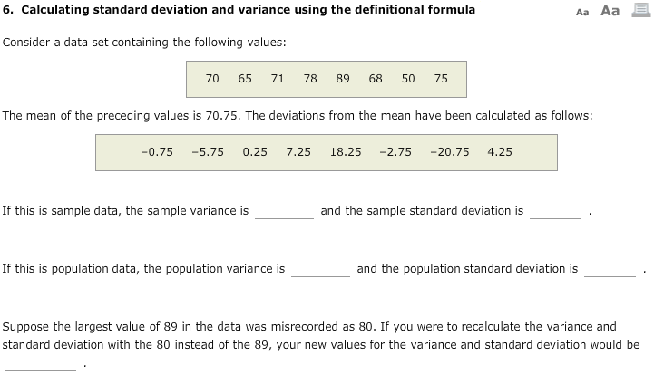 Solved 6. Calculating standard deviation and variance using | Chegg.com