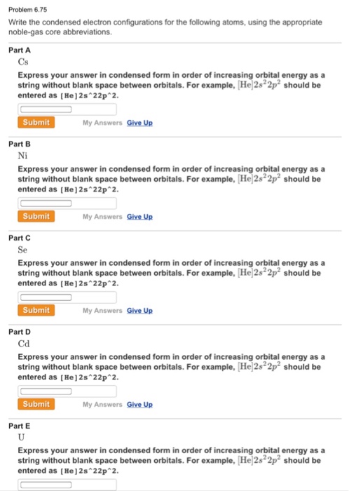 Solved Write the condensed electron configurations for the | Chegg.com