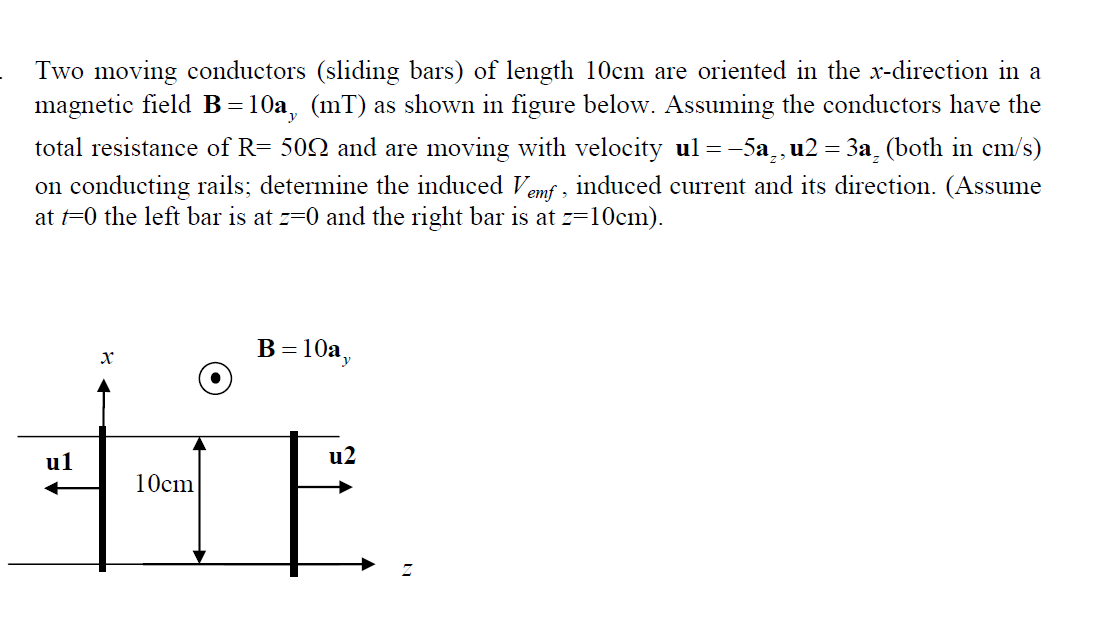Solved Two moving conductors (sliding bars) of length 10cm | Chegg.com