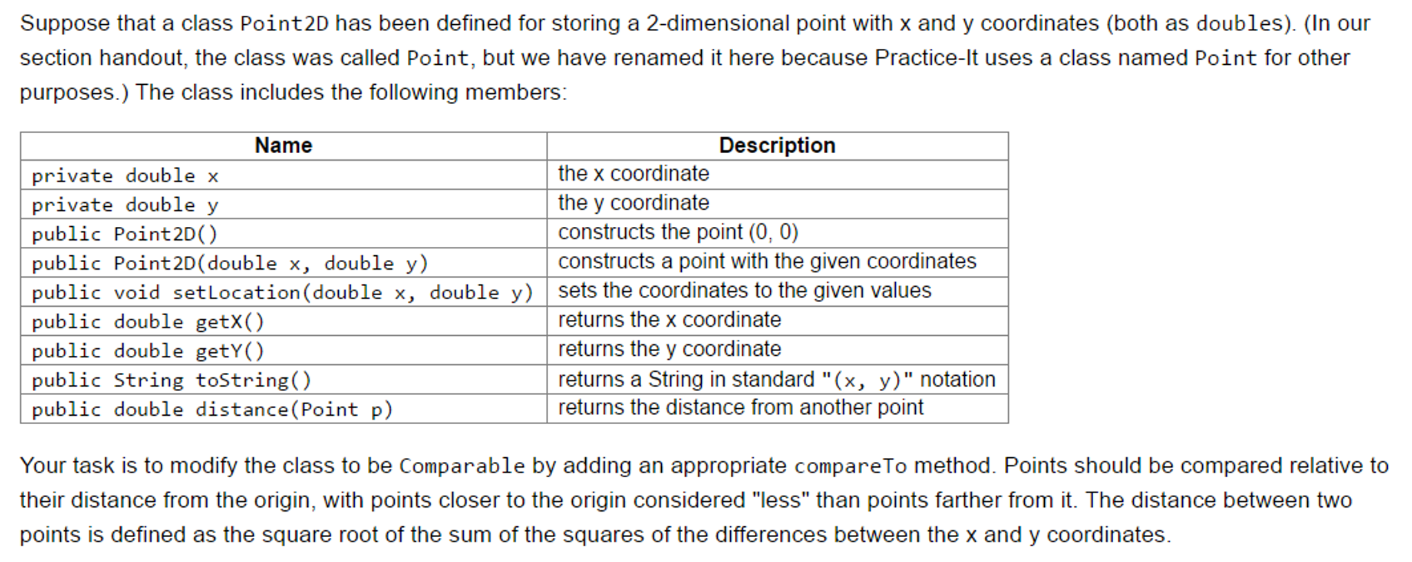 Solved Suppose that a class Point 2D has been defined for | Chegg.com