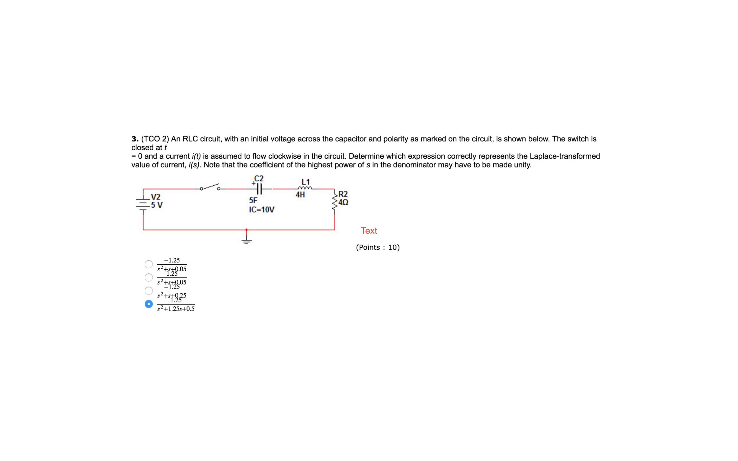 Solved An RLC circuit, with an initial voltage across the | Chegg.com