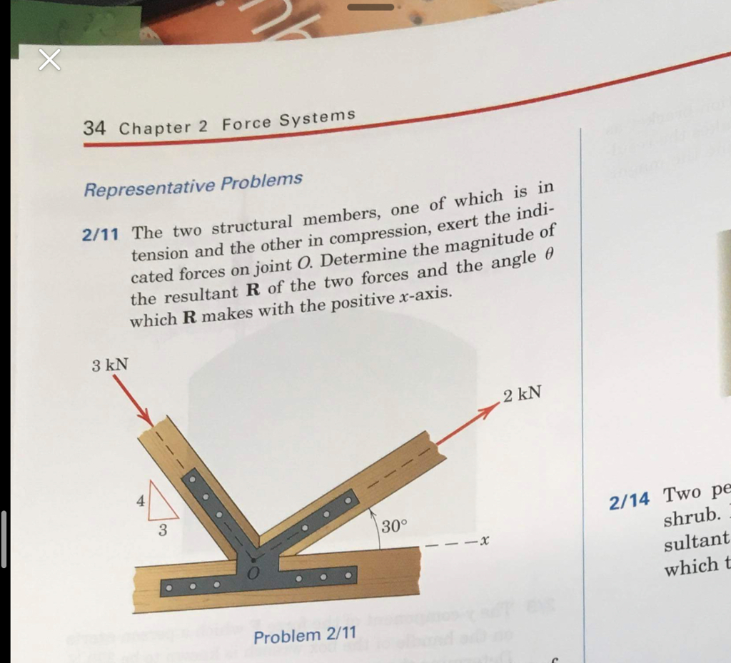 Solved 34 Chapter 2 Force Systems Representative Problems | Chegg.com