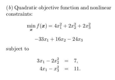 (b) Quadratic objective function and nonlinear | Chegg.com