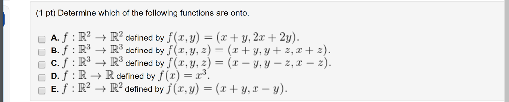 Solved (1 pt) Determine which of the following functions are | Chegg.com