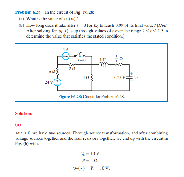 Solved Problem 6.28 In the circuit of Fig. P6.28: (a) What | Chegg.com