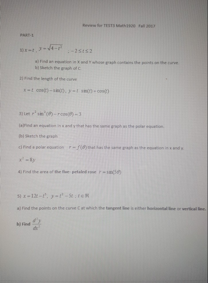 Solved Review for TEST3 Math1920 Fall 2017 PART-1 a) Find an | Chegg.com