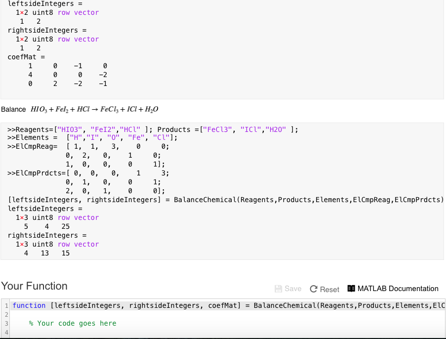 Solved Balance Chemical Equations 1 Write a function | Chegg.com