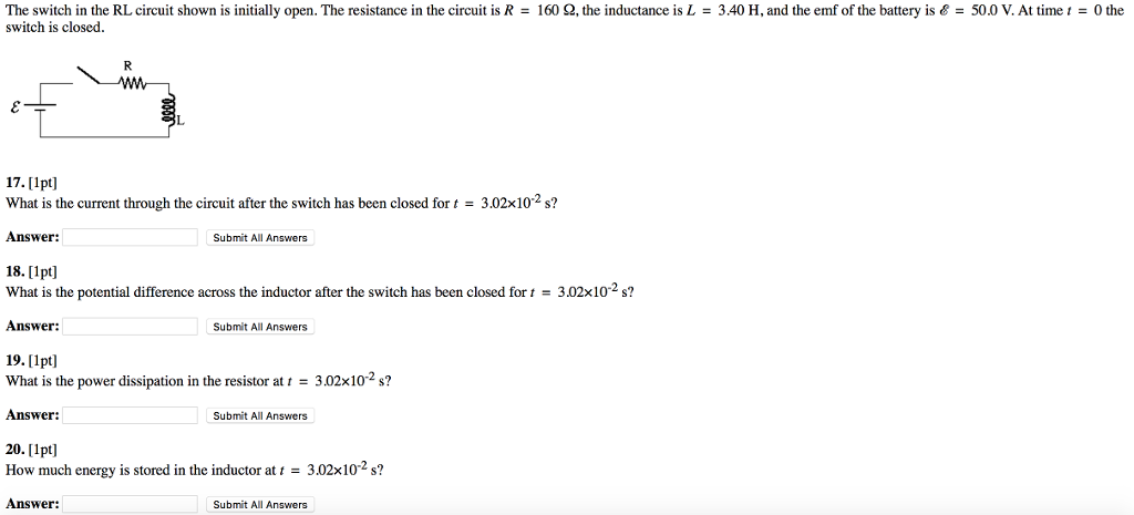 Solved The switch in the RL circuit shown is initially open. | Chegg.com