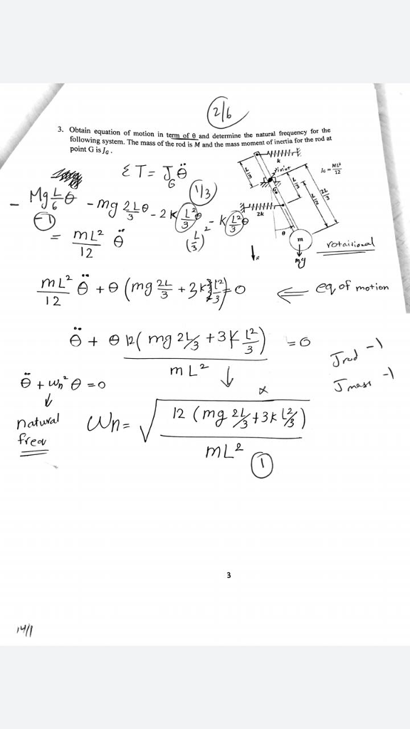 Solved 3. Obtain equation of motion in t erm of 0 and | Chegg.com