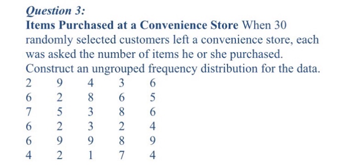 Solved Items Purchased at a Convenience Store When 30 | Chegg.com