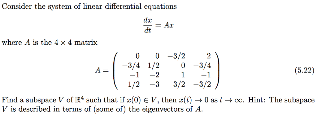 Solved Consider the system of linear differential equations | Chegg.com