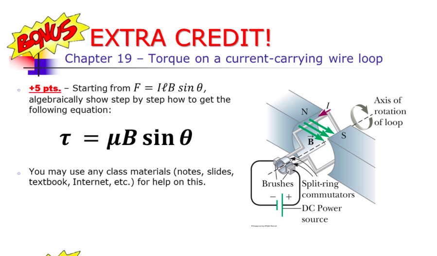 Solved EXTRA CREDIT! Chapter 19 Torque on a current-carrying | Chegg.com