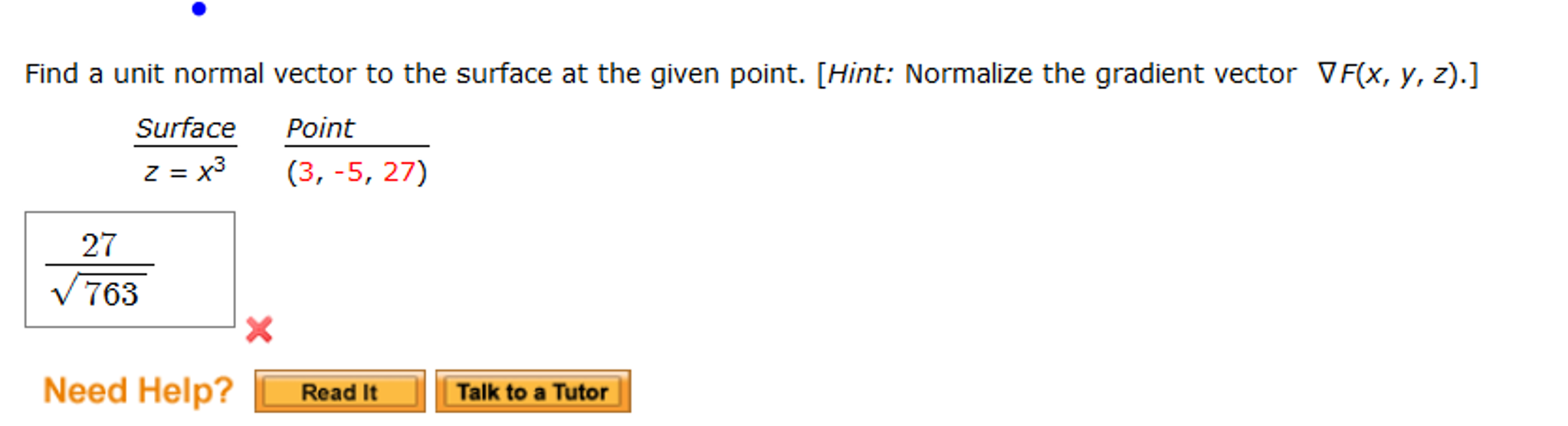 Solved Find A Unit Normal Vector To The Surface At The Given