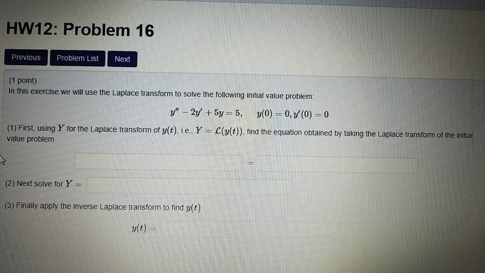 Solved HW12: Problem 16 Previous Problem ListNext (1 point) | Chegg.com