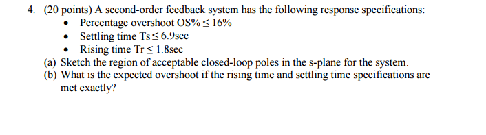 Solved A second-order feedback system has the following | Chegg.com