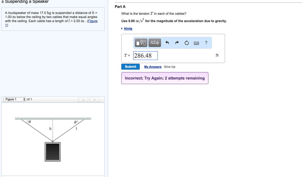 Solved A loudspeaker of mass 17.0 kg is suspended a distance | Chegg.com