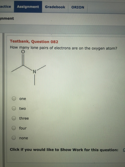 Solved How many lone pairs of electrons are on the oxygen | Chegg.com