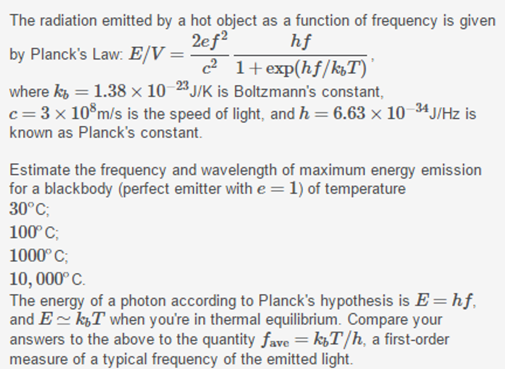 The radiation emitted by a hot object as a function | Chegg.com