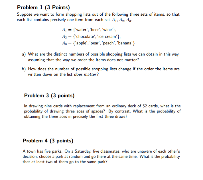 Solved Suppose we want to form shopping lists out of the | Chegg.com