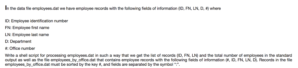 Solved In the data file employees.dat we have employee | Chegg.com
