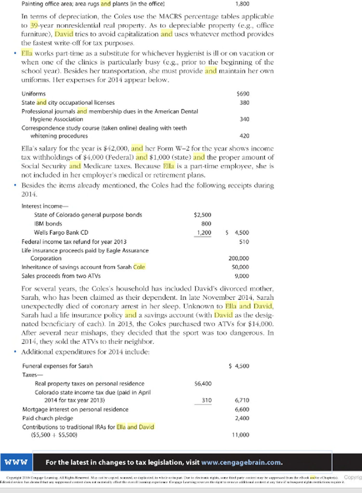 Solved 54. David R. and Ella M. Cole (ages 39 and 38, | Chegg.com