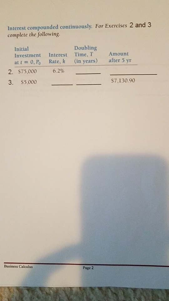 Solved Interest compounded continuously. For Exercises 2 and | Chegg.com
