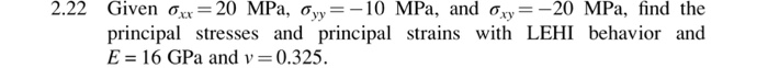 Solved Given sigma_xx = 20 MPa, sigma_yy =-10 MPa, and | Chegg.com