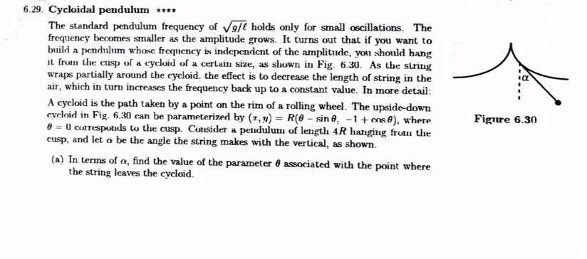 6.29. Cycloidal pendulum The standard pendulum | Chegg.com