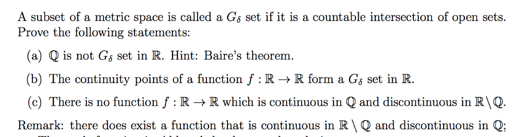 Solved A subset of a metric space is called a Gs set if it | Chegg.com