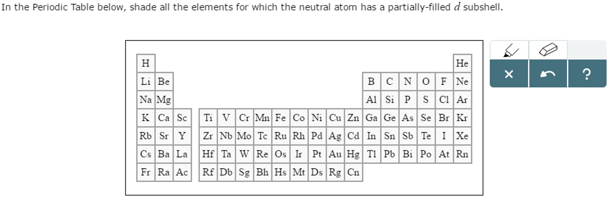 Solved In the Periodic Table below, shade all the elements | Chegg.com
