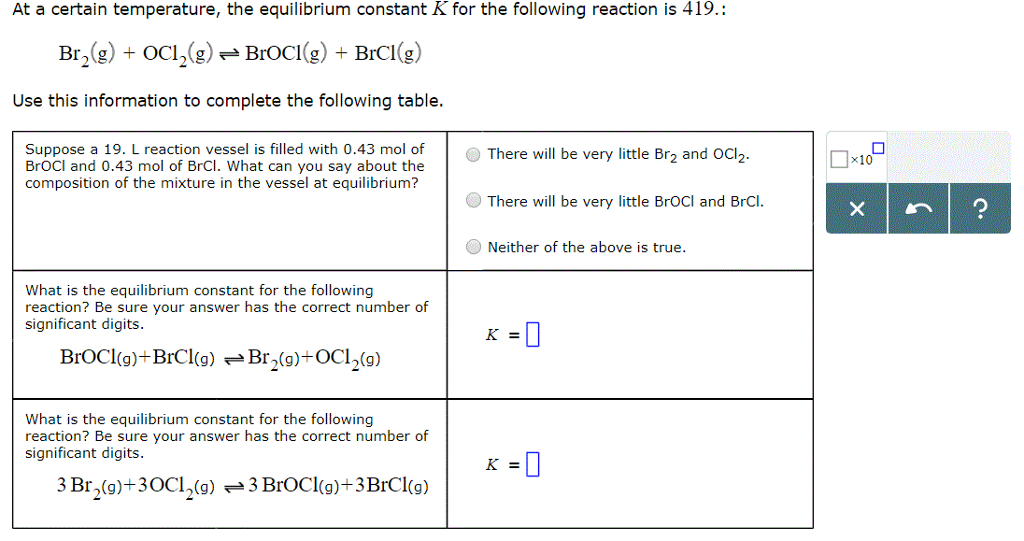 Solved At a certain temperature, the equilibrium constant K | Chegg.com