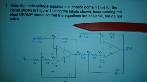 Solved 1. write the node-voltage equations in phasor domain | Chegg.com