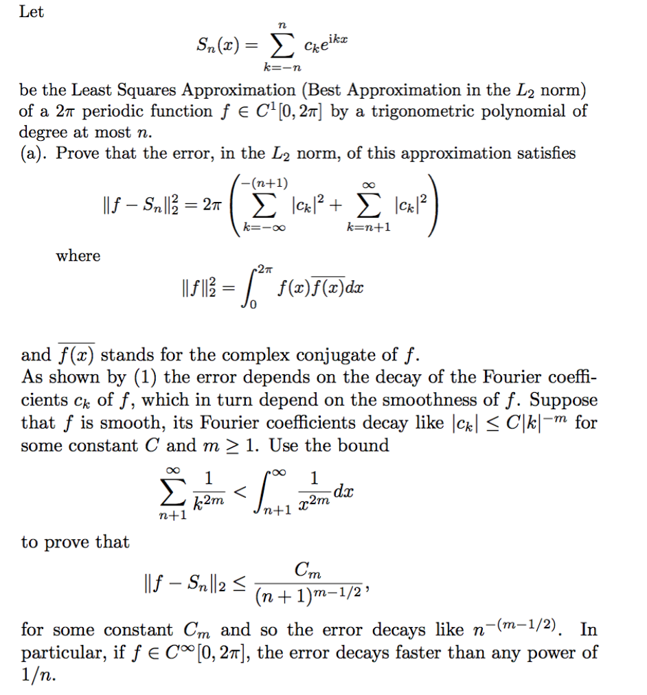 Solved Let ikx Cke be the Least Squares Approximation (Best | Chegg.com