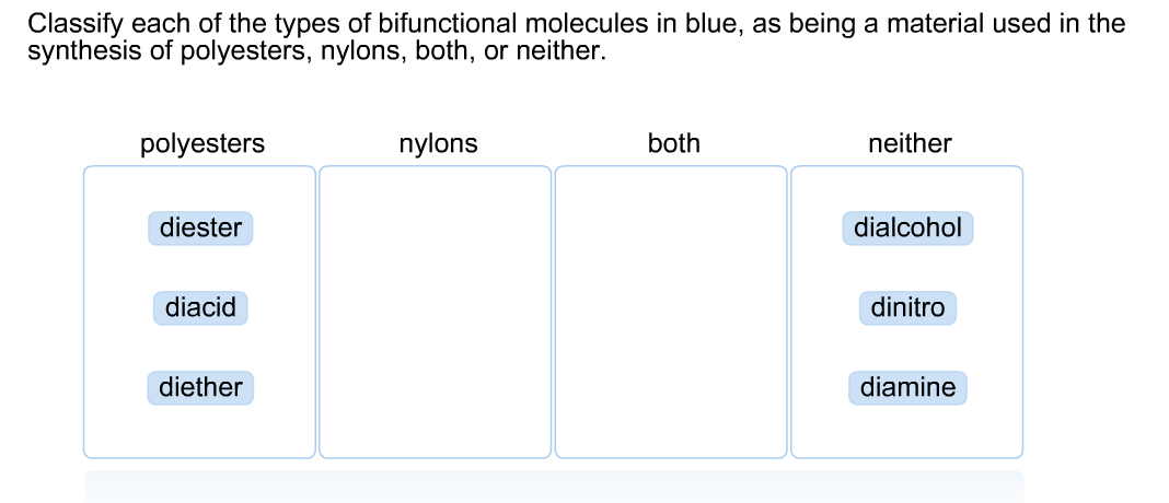 Solved Classify each of the types of bifunctional molecules | Chegg.com