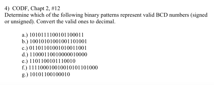 Solved 4) CODF, Chapt 2, #12 Determine which of the | Chegg.com