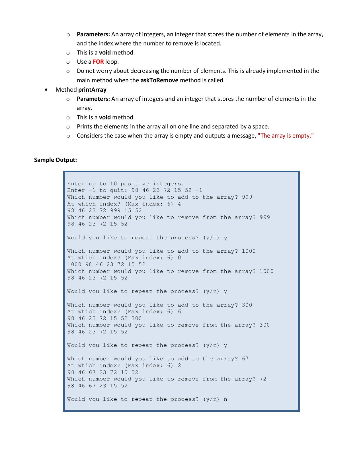 Solved Exercise 22: Array Methods Folder name: A170 E22 | Chegg.com