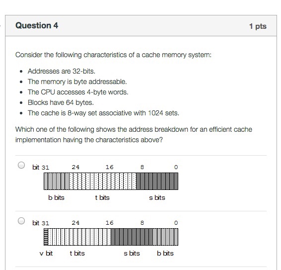 Solved Question 4 1 pts Consider the following | Chegg.com