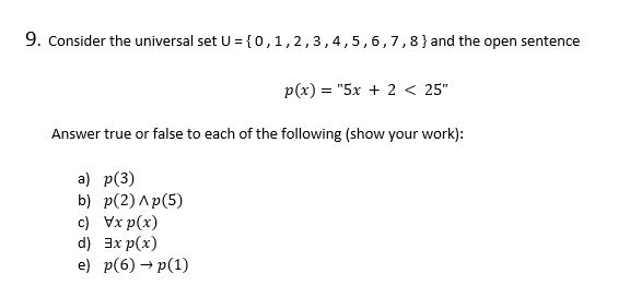 Solved Consider the universal set U = {0, 1, 2, 3, 4, 5, 6, | Chegg.com
