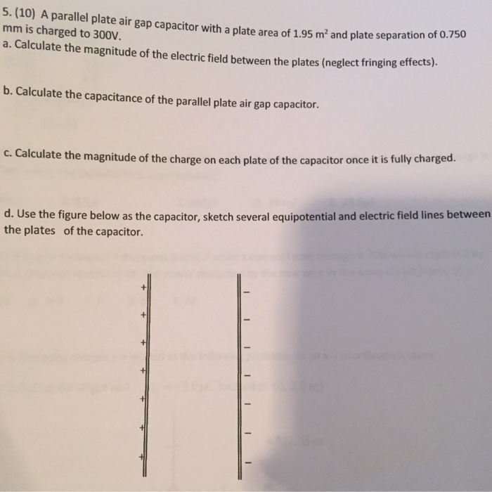 Solved A parallel plate air gap capacitor with a plate area | Chegg.com
